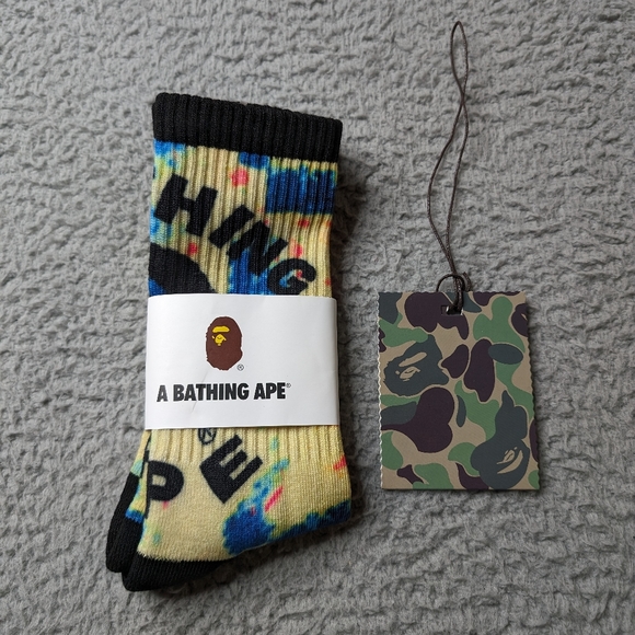 Bape | Underwear & Socks | Bape Crew Socks Ape Logo Mens Womens Unisex ...